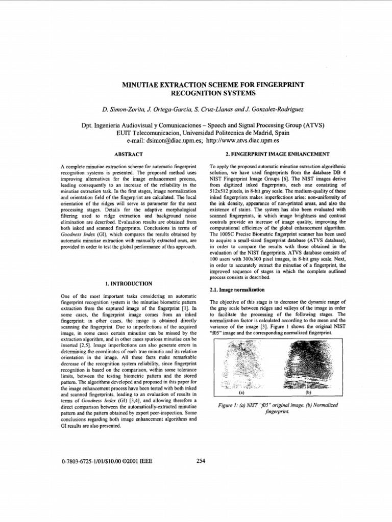 Minutiae Extraction Scheme For Fingerprint Recognition Systems | PDF ...