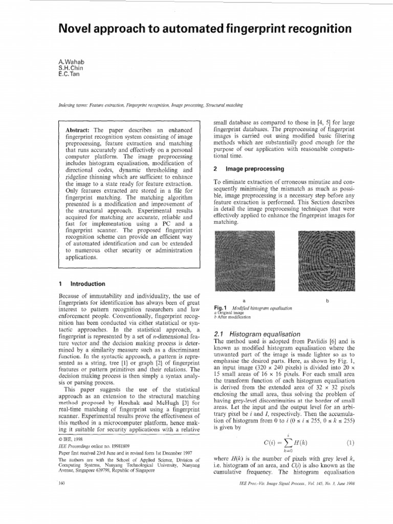 Novel Approach To Automated Fingerprint Recoginition Pdf Fingerprint Computing