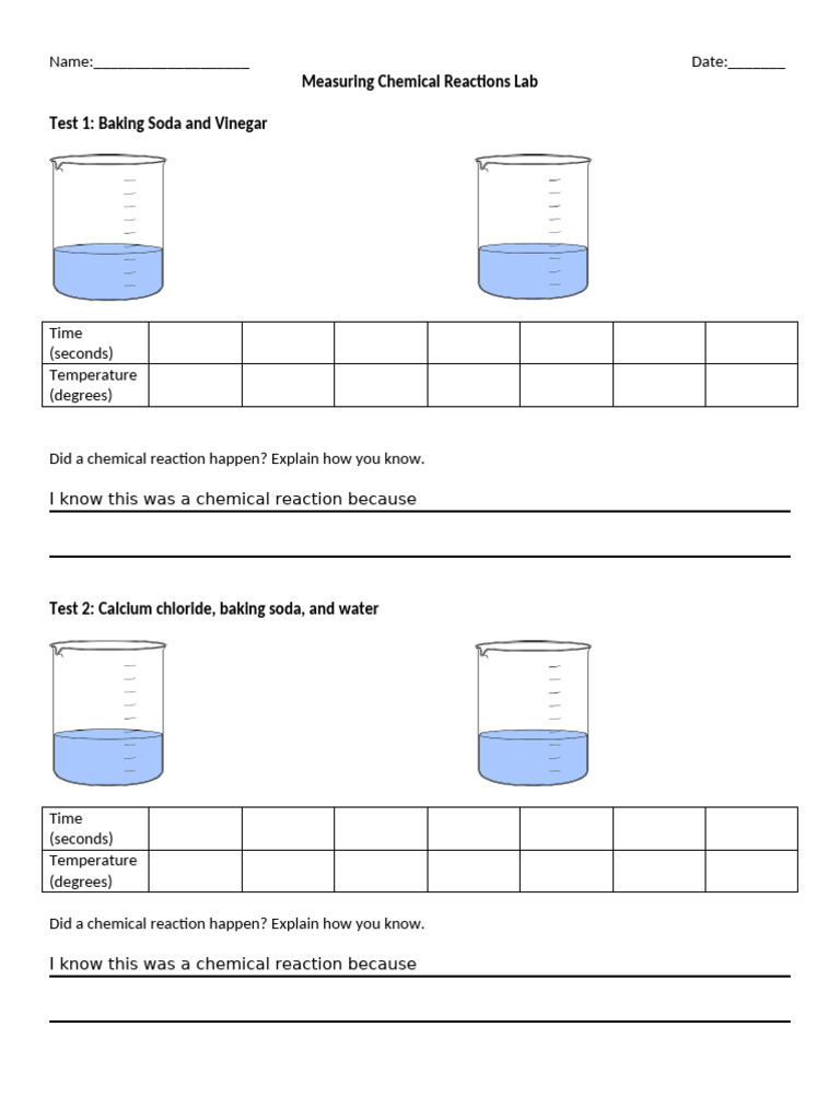 Chemical Reactions Lab Report Template | PDF