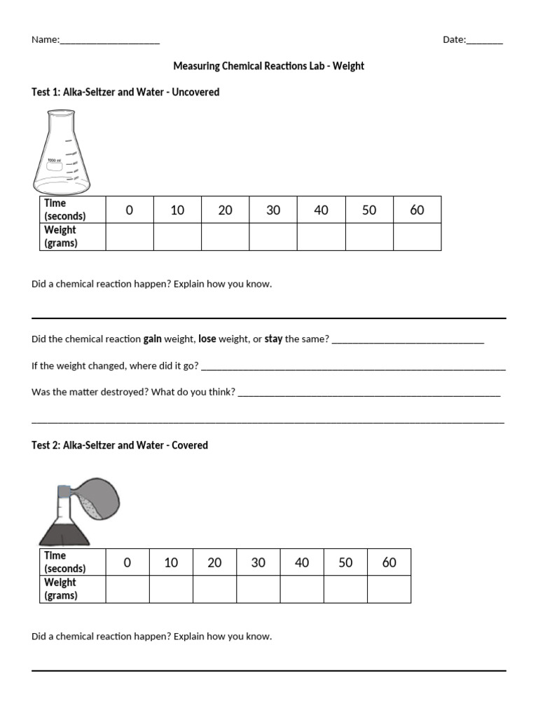 7.1.1 Day 3 - Measuring Chemical Reactions Lab - Weight | PDF | Science ...