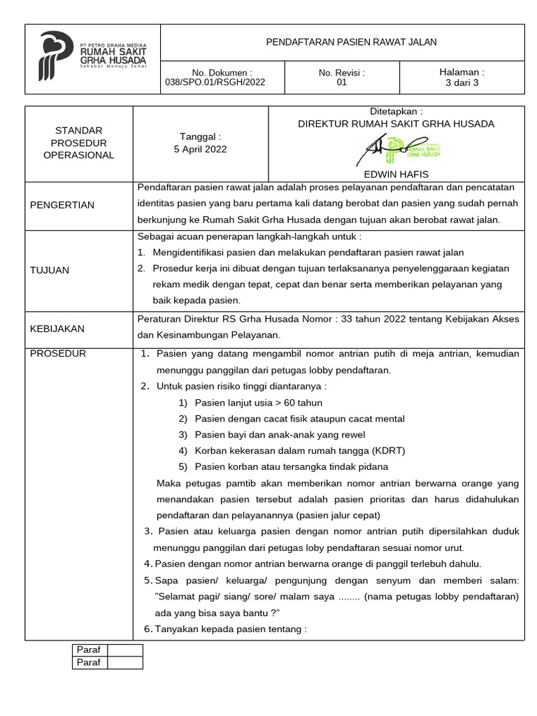 Spo Pendaftaran Pasien Rawat Jalan - (Fast Track) | PDF