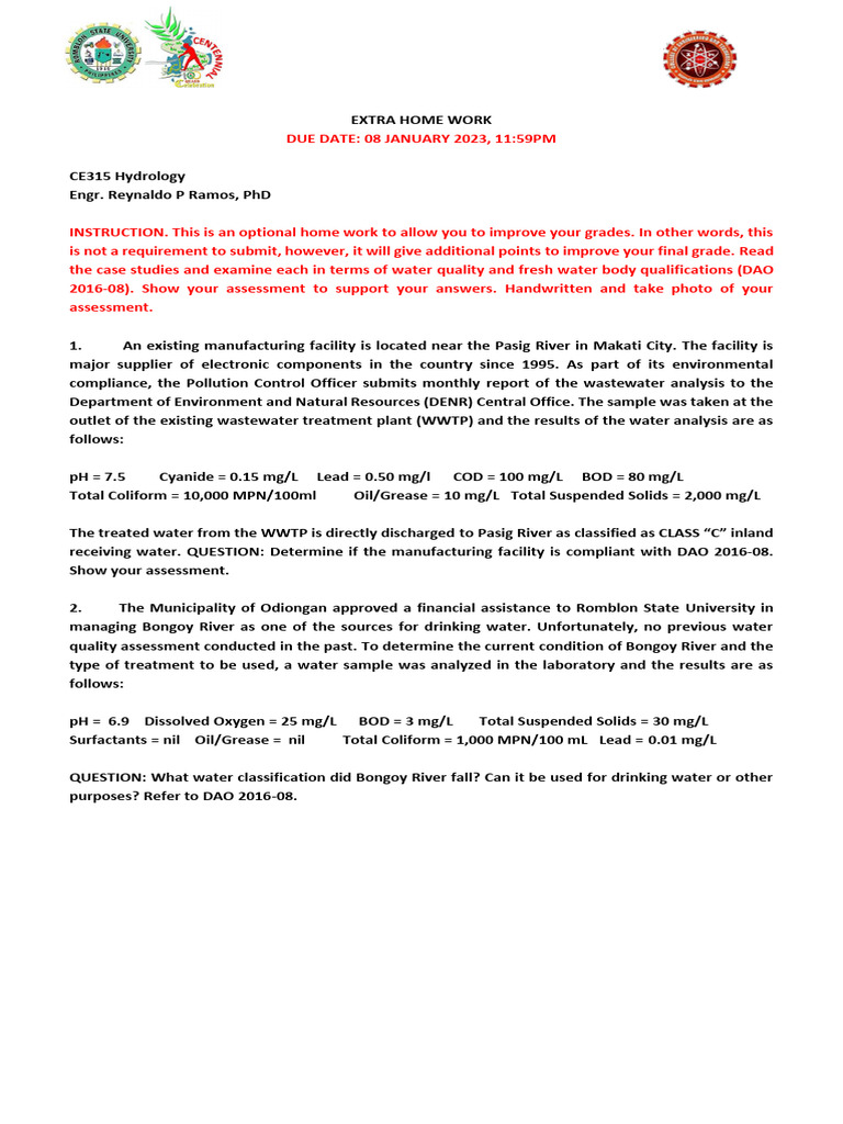 Water Quality Case Study 2023 | PDF