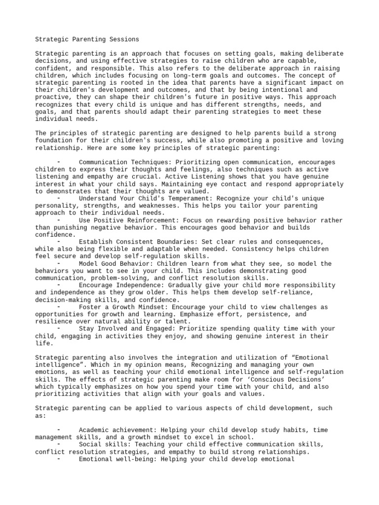 Strategic Parenting Sessions | PDF | Parenting | Psychological Resilience