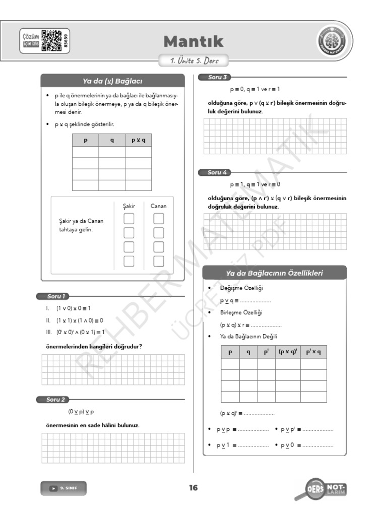 05_DERS_9 SINIF MANTIK | PDF