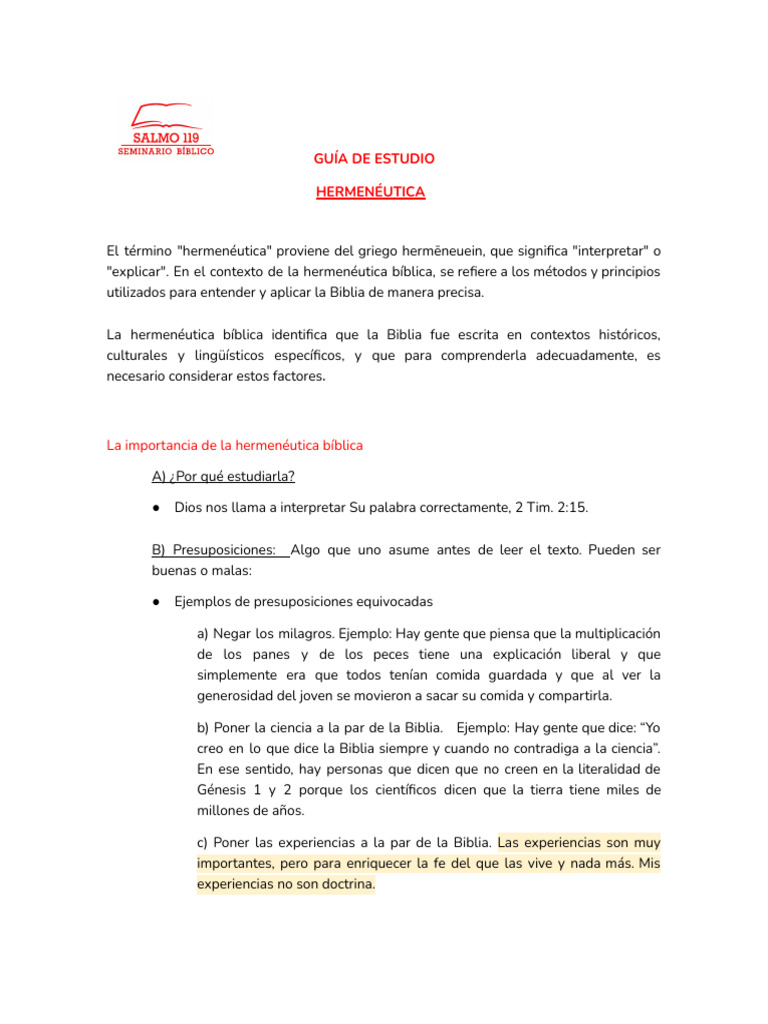Guía de Hermenéutica (2) | PDF | Hermenéutica | Biblia