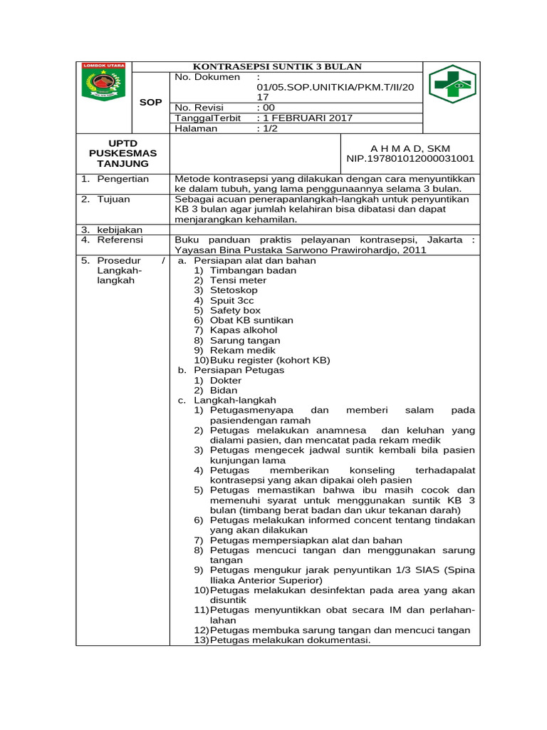 KONTRASEPSI SUNTIK 3 BULAN Sudah | PDF | Sains & Matematika