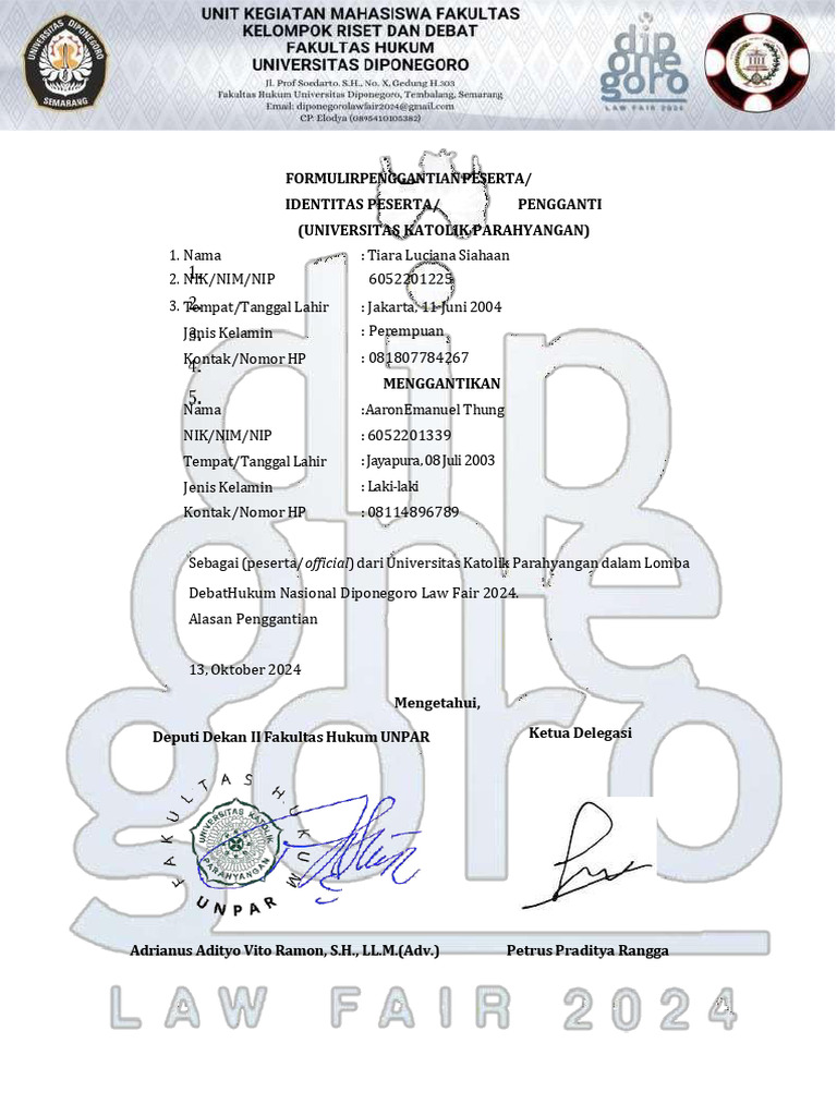 Penggantian Delegasi DLF 2024 - Signed | PDF | Ilmu Sosial