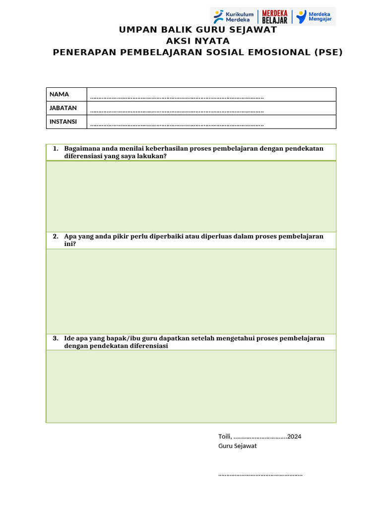 Umpan Balik Rekan Sejawat | PDF