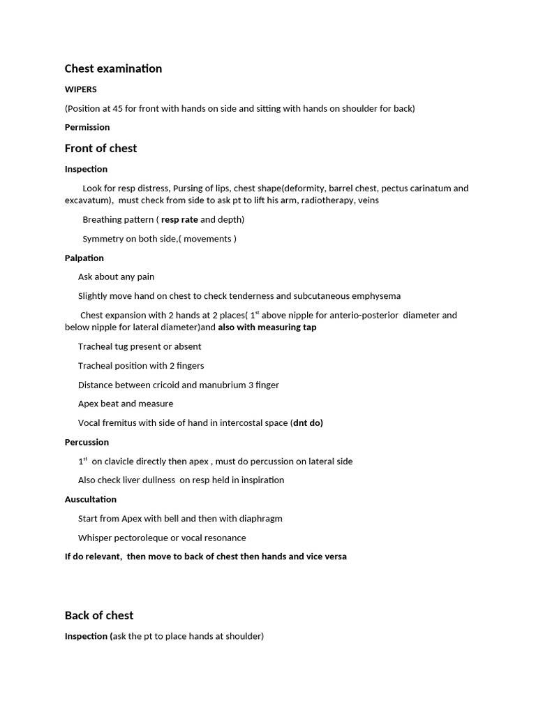 Chest examination | PDF | Thorax | Pulse