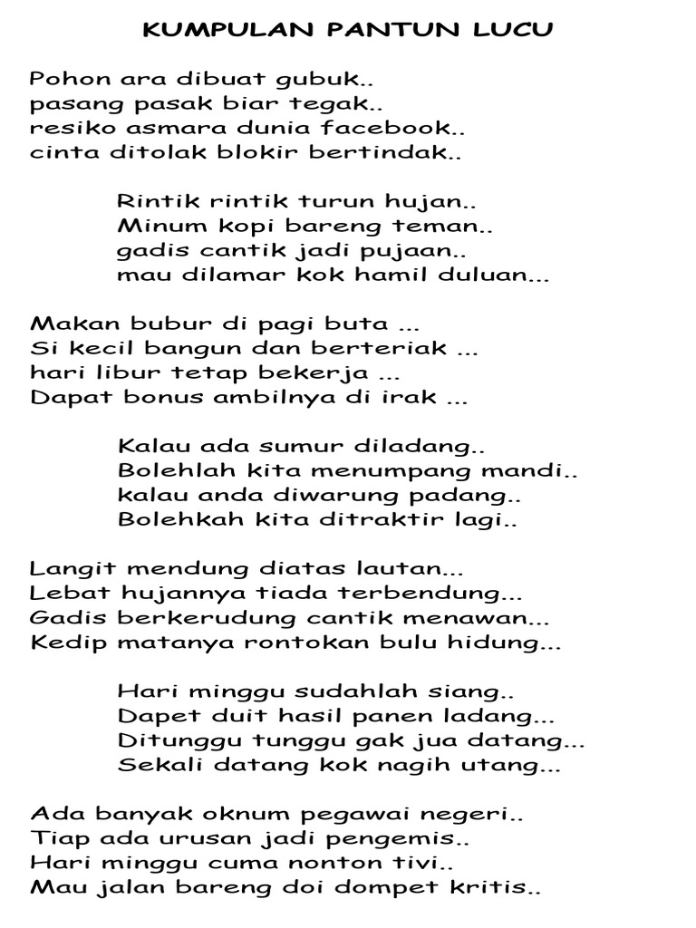 Kumpulan Pantun Lucu untuk Remaja | PDF