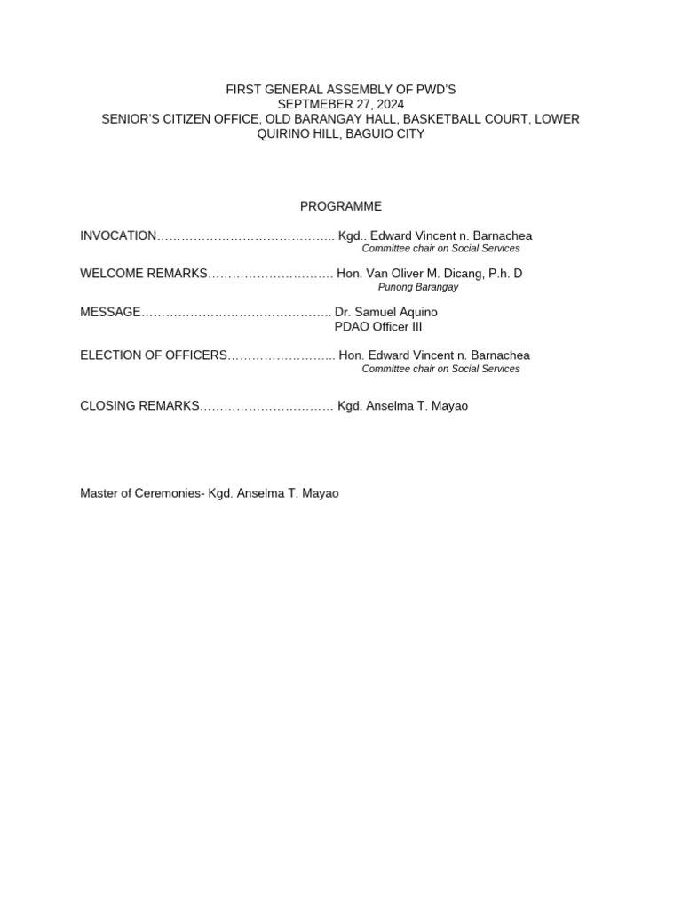 First General Assembly of PWD | PDF