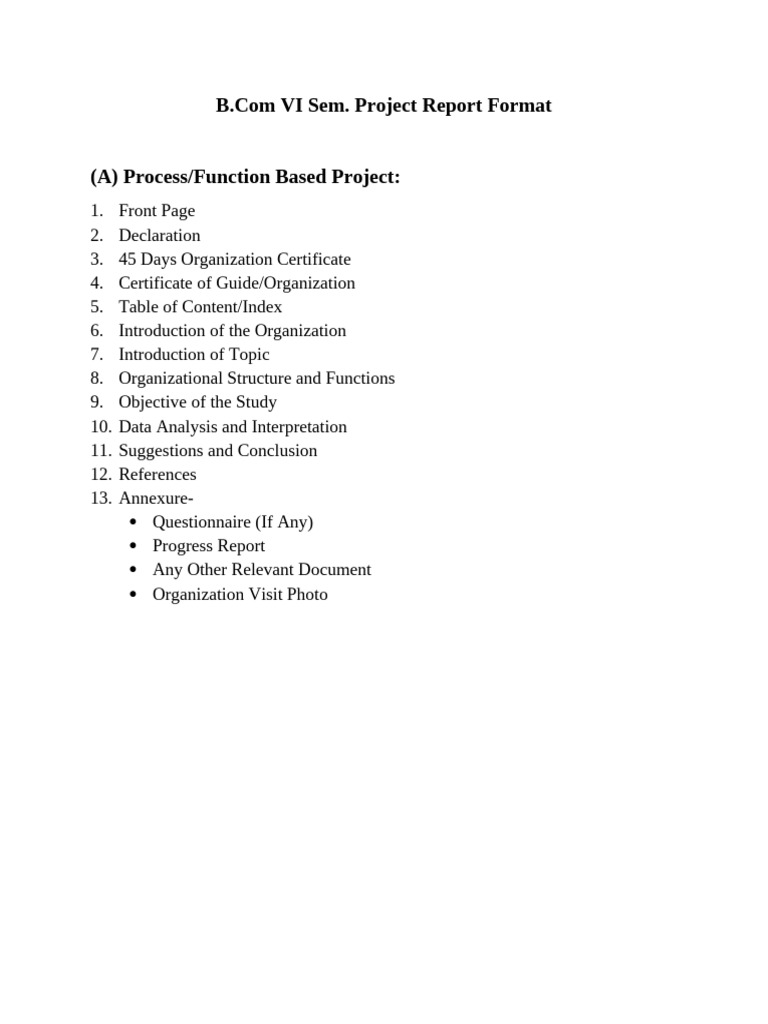 B.Com VI Sem Project Report Guide | PDF | Career & Growth