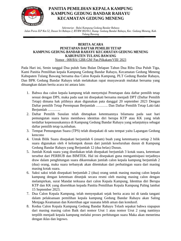 BERITA ACARA DPT | PDF