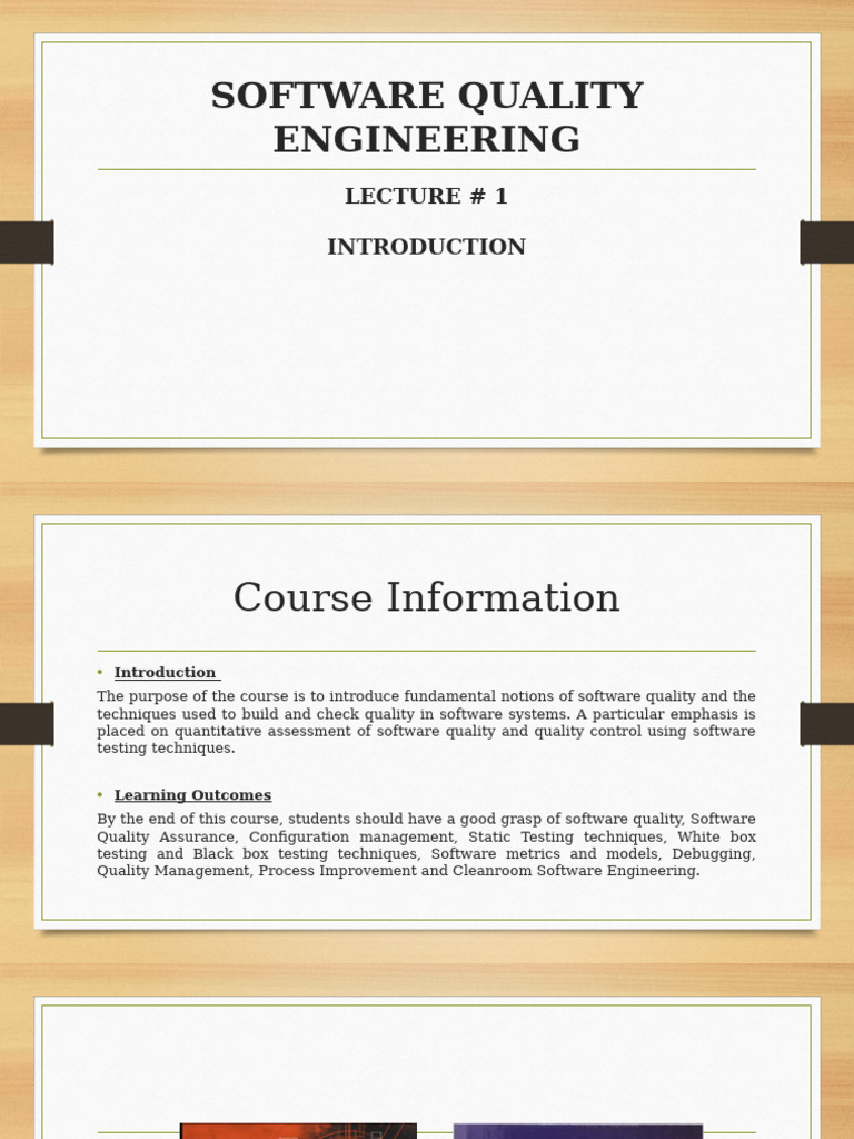 SQE Lctr1 | PDF | Software Quality | Engineering Tolerance SQE Lctr1 | PDF | Software Quality | Engineering Tolerance