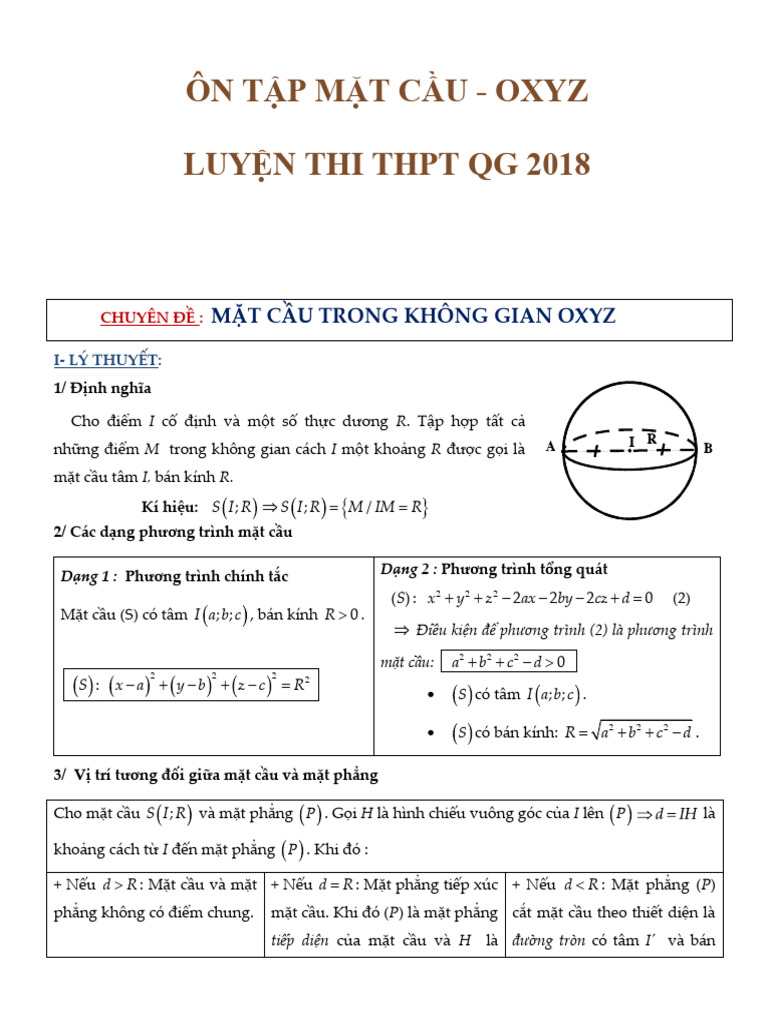 Chuyen de Mat Cau Oxyz | PDF