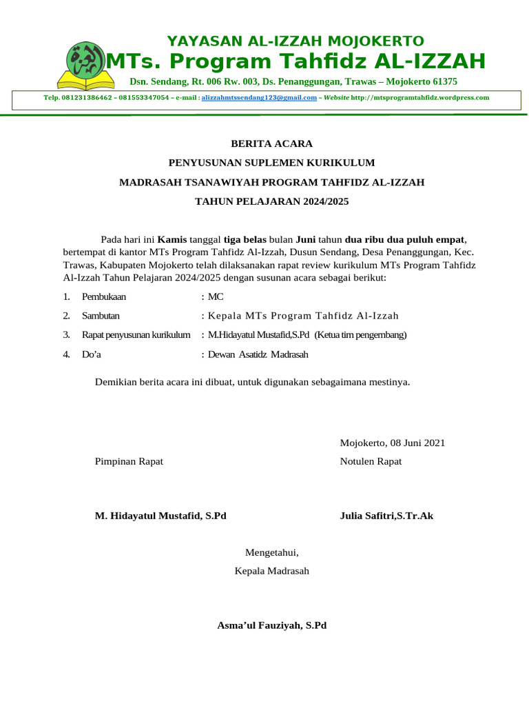 Berita Acara Review | PDF