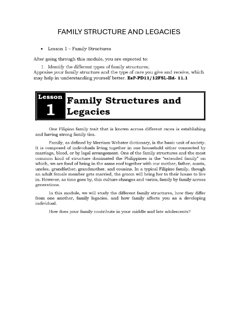 Family Structure and Legacies Perdev | PDF