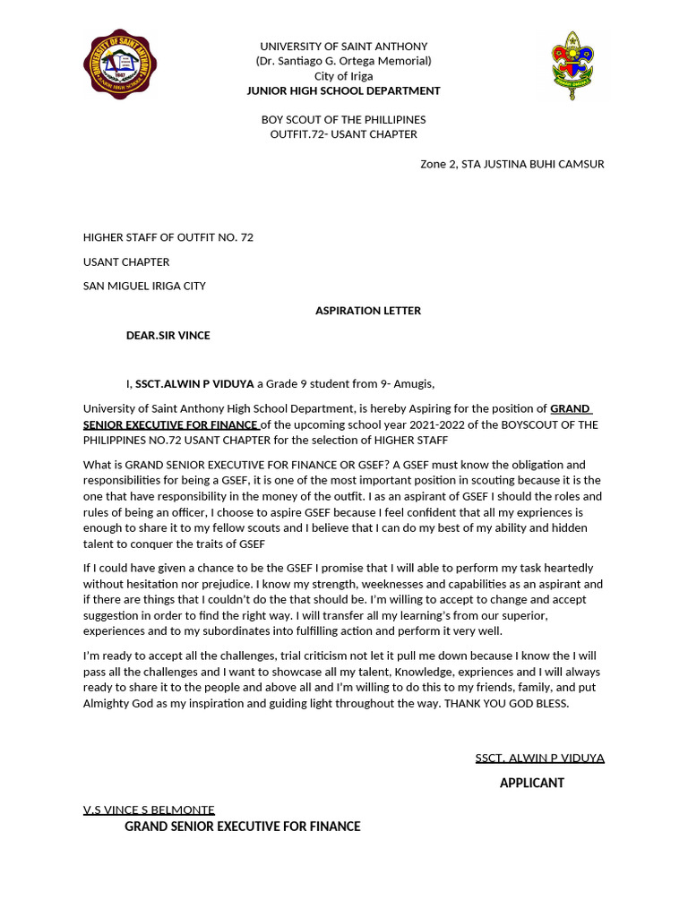 Aspiration Letter | PDF