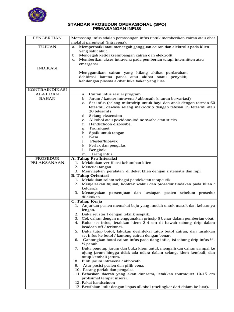Pemasangan Infus | PDF