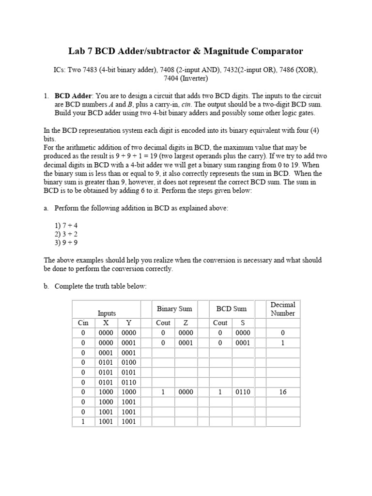 Lab7 Pdf Binary Coded Decimal Theory Of Computation