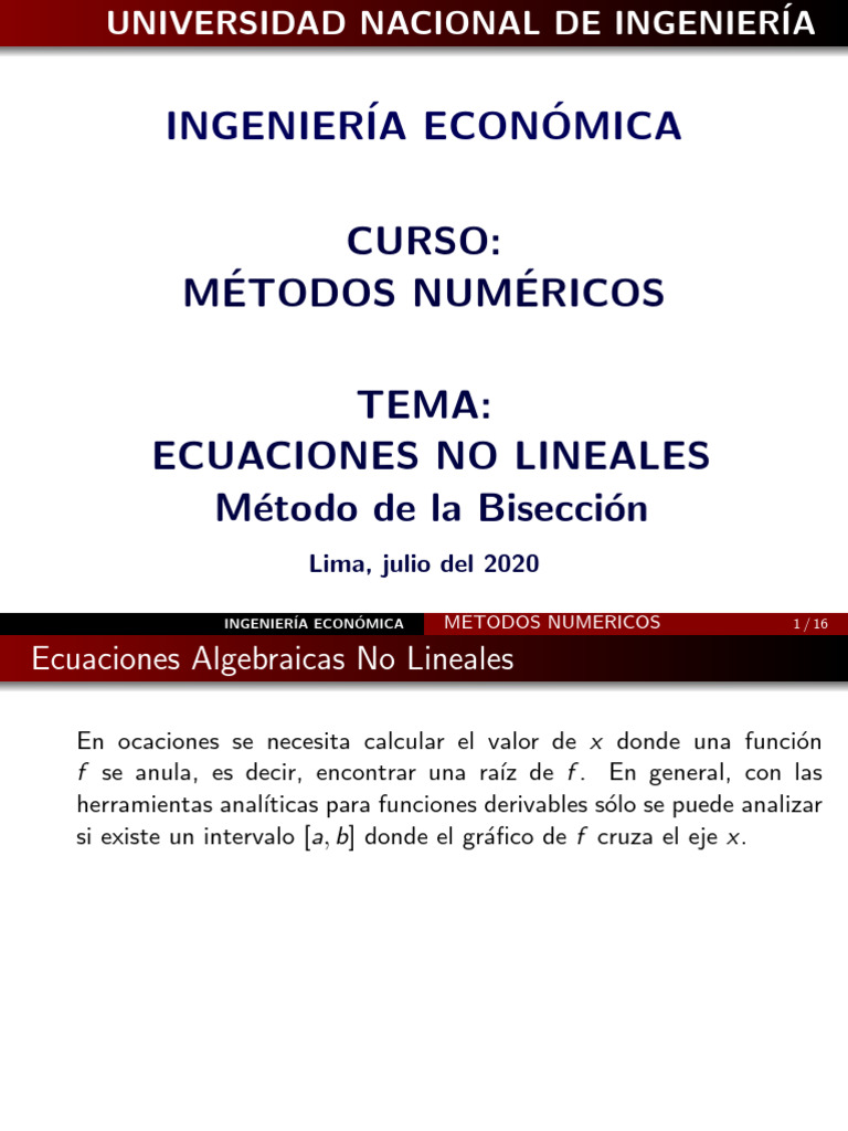 Métodos Numéricos: Bisección y Punto Fijo | PDF | Análisis numérico | Ecuaciones