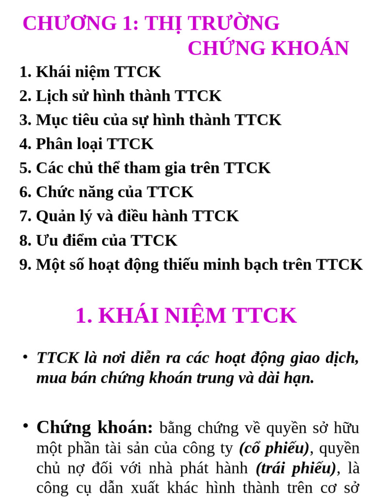 Chuyen de 1-Tong Quan TTCK | PDF