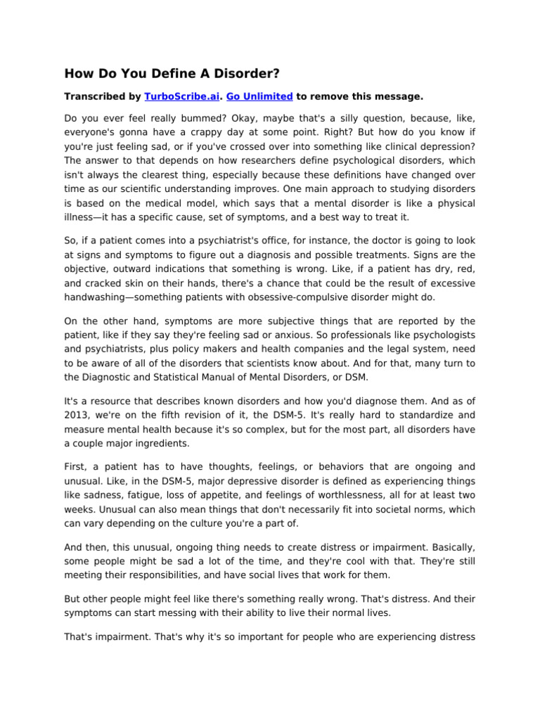 How Do You Define A Disorder | PDF | Mental Disorder | Diagnostic And ...