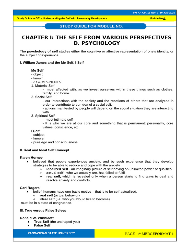 GE1-Module-4-Psychology | PDF | Self | Self Efficacy