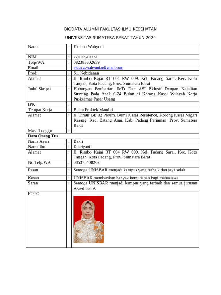 CONTOH DATA ALUMNI | PDF