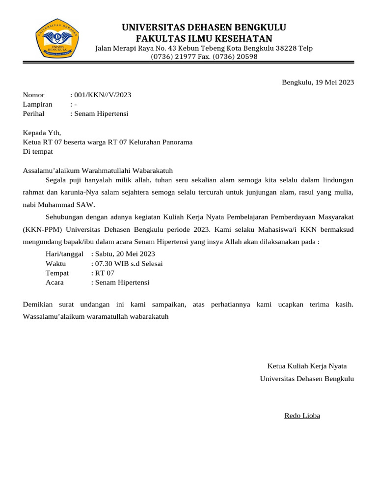 Surat Undangan Senam Lansia | PDF
