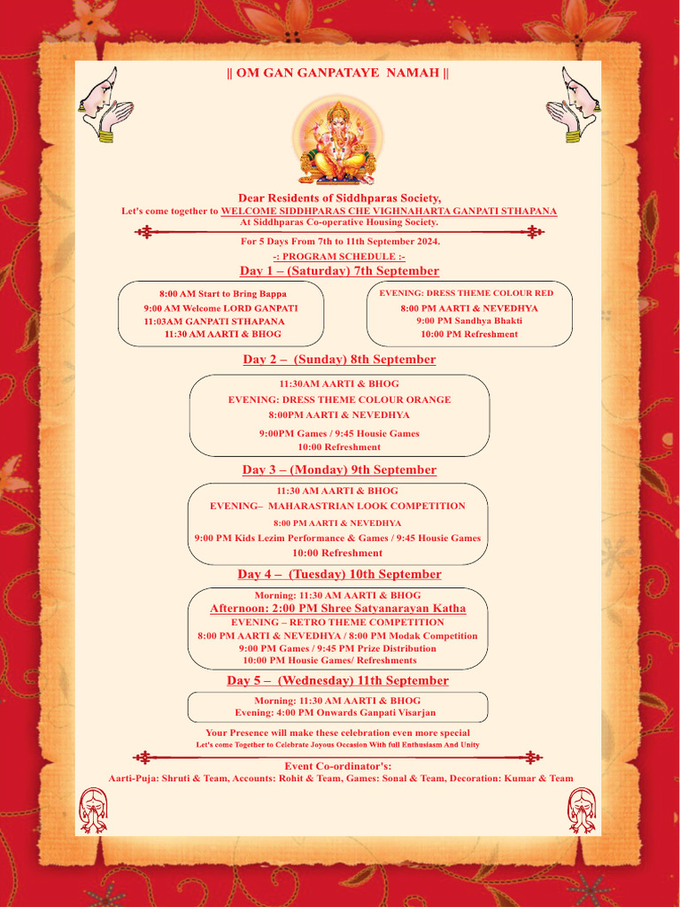 Ganpati Sthapana Celebration 2024 | PDF