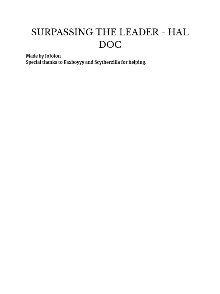Surpassing the Leader: Hal's Strategy | PDF | Thought | Reason