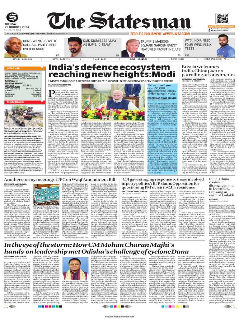 States_Man_Delhi 29 Oct 2024 | PDF | Narendra Modi