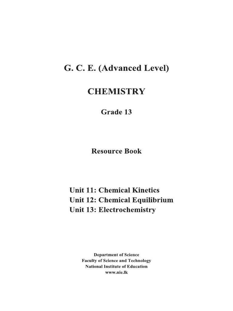 Grade 13 - Chemistry Resource Book - Physical Chemistry - Part II (Unit ...