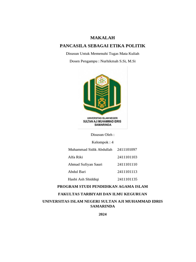 Makalah Pancasila Kel 4 Hanyar | PDF | Sains & Matematika