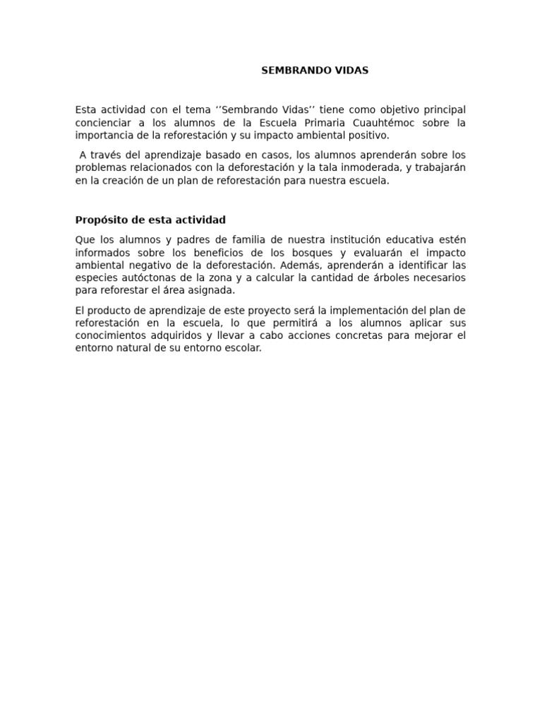 ACTIVIDAD SEMBRANDO VIDAS | PDF