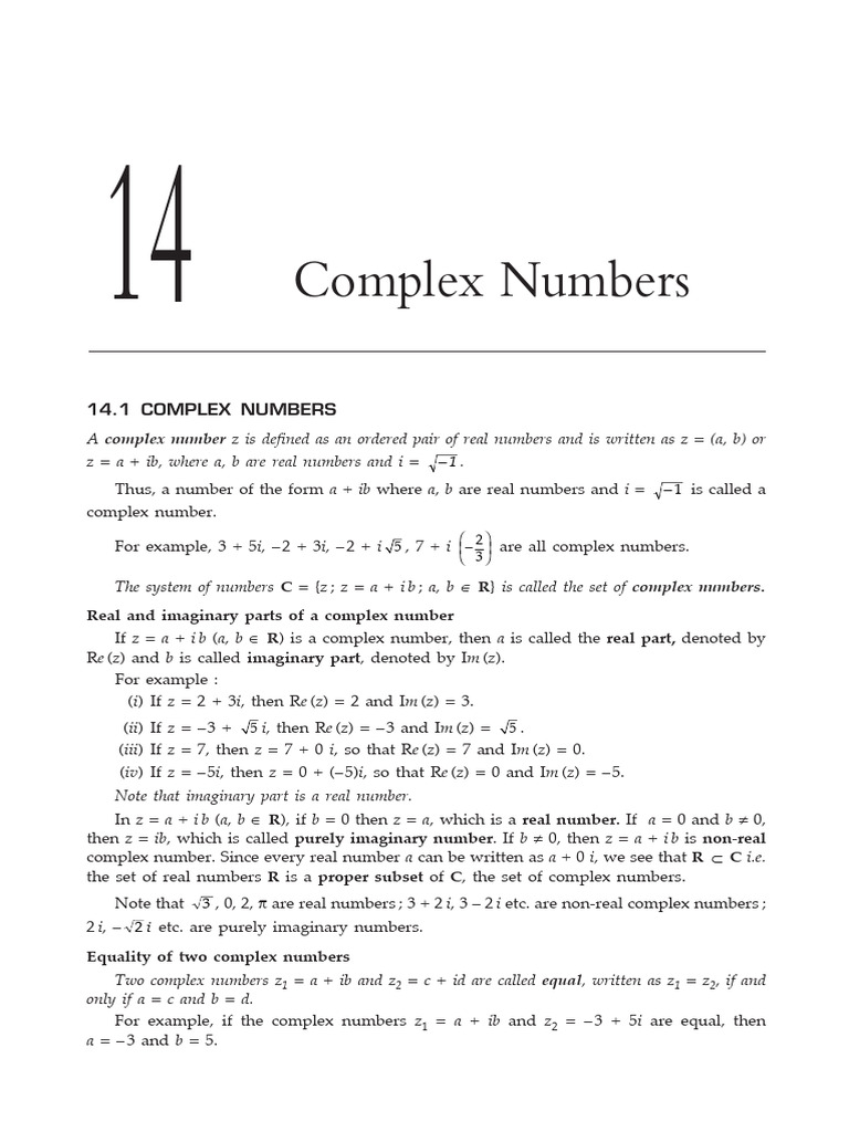 ML Aggarwal Solutions Maths Section a Class 12 Chapter 14 Complex Numbers | PDF | Complex Number ...