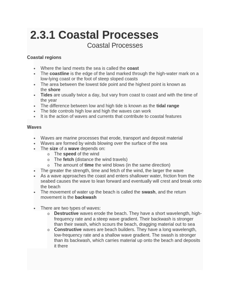 Coastal Processes | PDF | Shoal | Beach