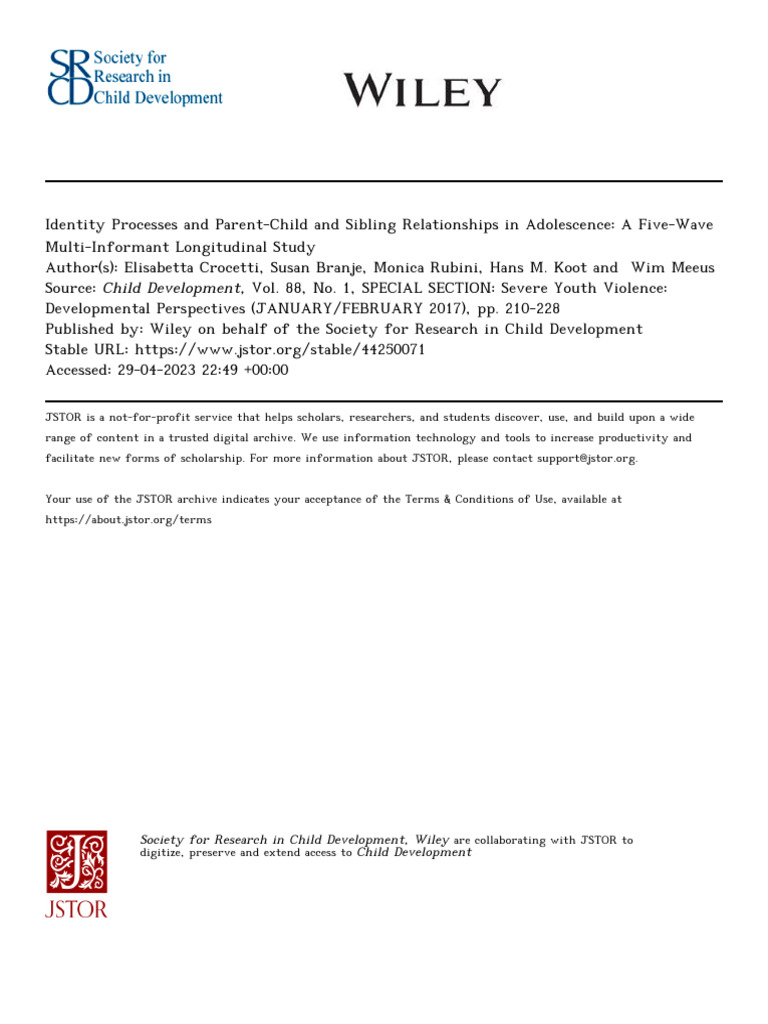 Identity and Family Dynamics in Adolescence | PDF | Identity (Social ...