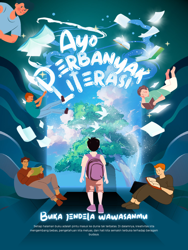 Poster Ajakan Membaca Buku Ilustratif Biru Dan Putih - 20241024 - 125433 - 0000 | PDF