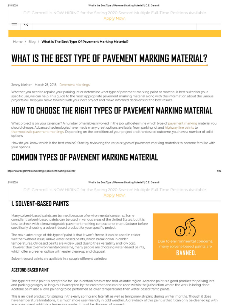 What Is The Best Type of Pavement Marking Material - D.E. Gemmill | PDF ...