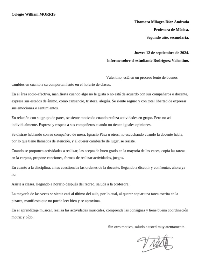 Inforne Musica Valentino Rodriguez WM 2 Año 2024 | PDF