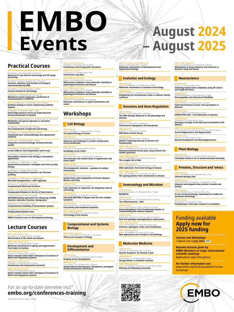 EMBO 2024-2025 Courses & Workshops | PDF | Cell (Biology) | Biology