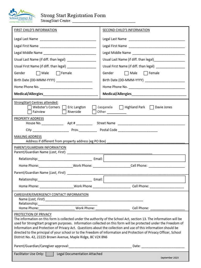 StrongStart Regn Sept 2023 | PDF | Parent