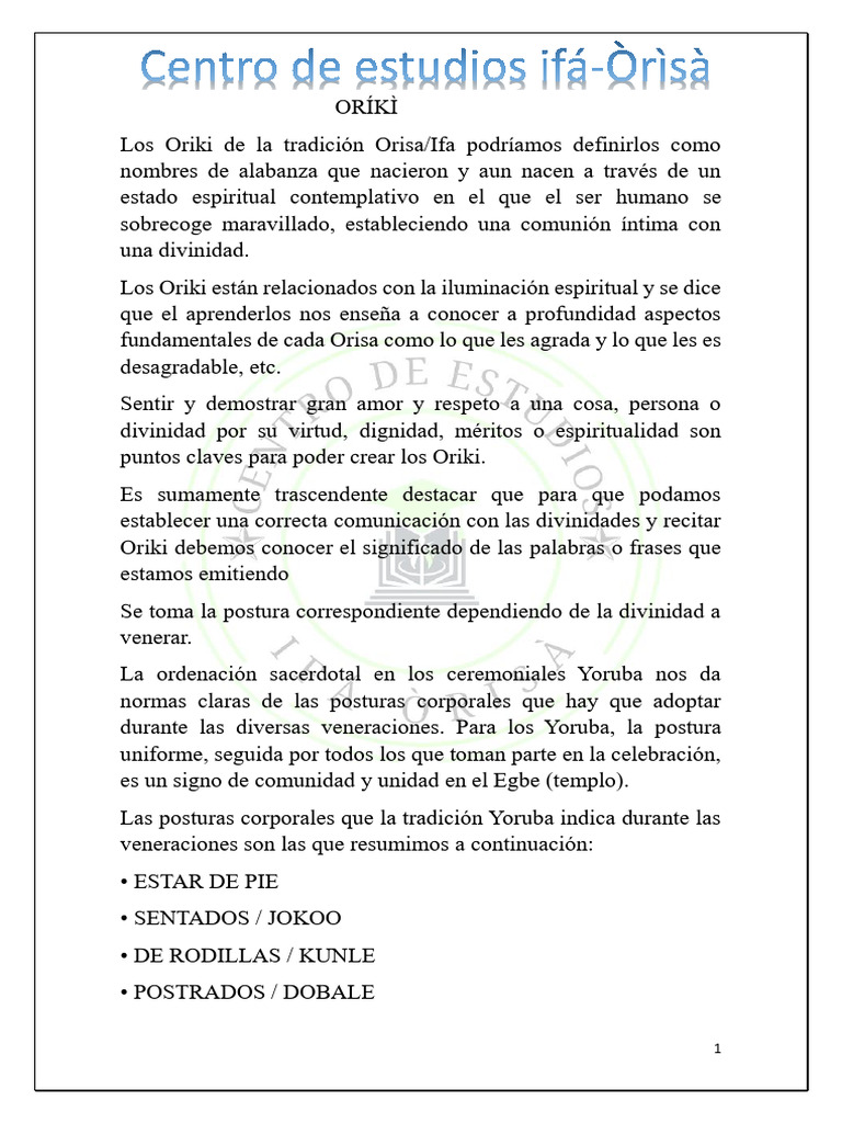 Oriki de Orisa en La Ijuba | PDF | Divinidad