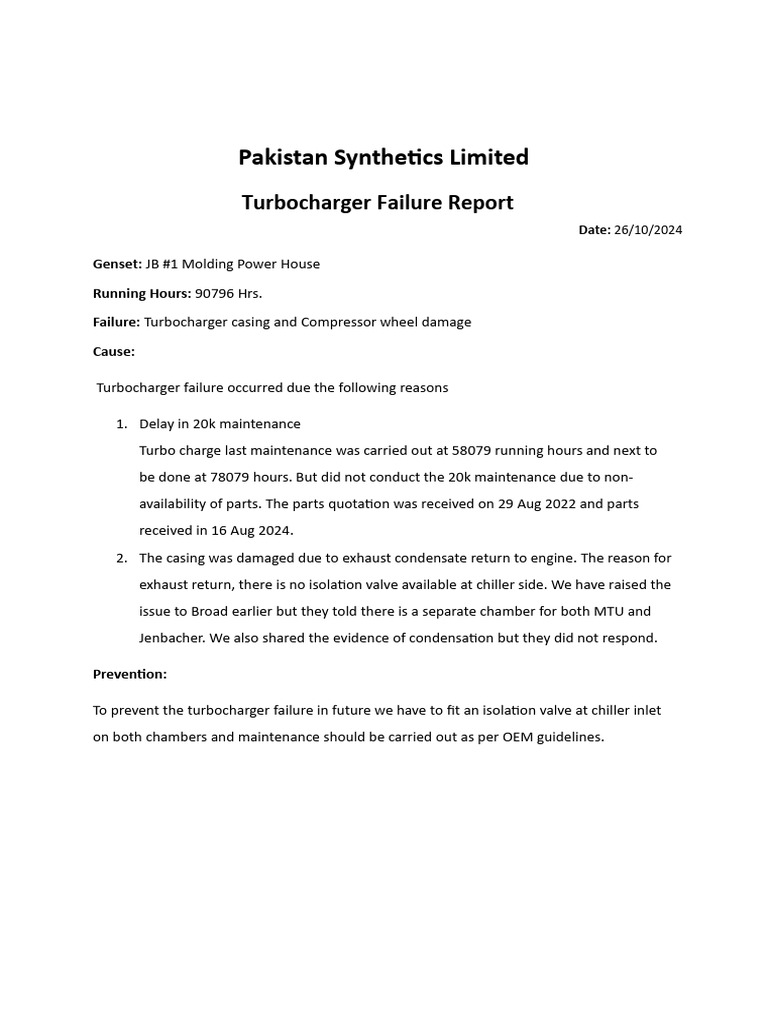 Turbo Charger Failure | PDF