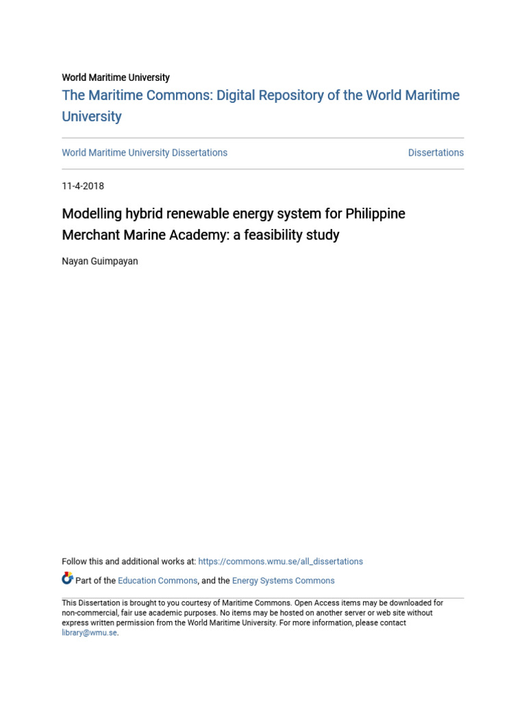 Modelling Hybrid Renewable Energy System For Philippine Merchant | PDF | Renewable Energy | Biofuel
