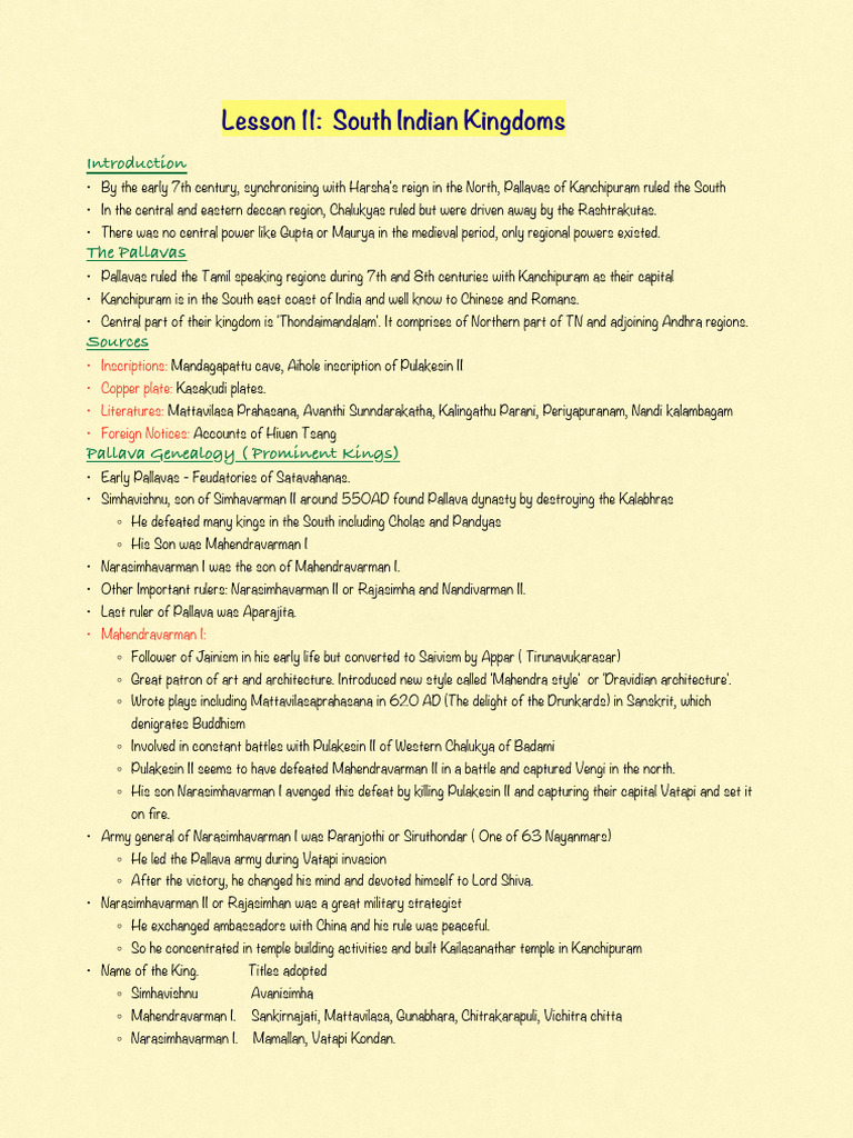 Lesson 11 - South Indian Kingdoms | PDF | Social Science | History
