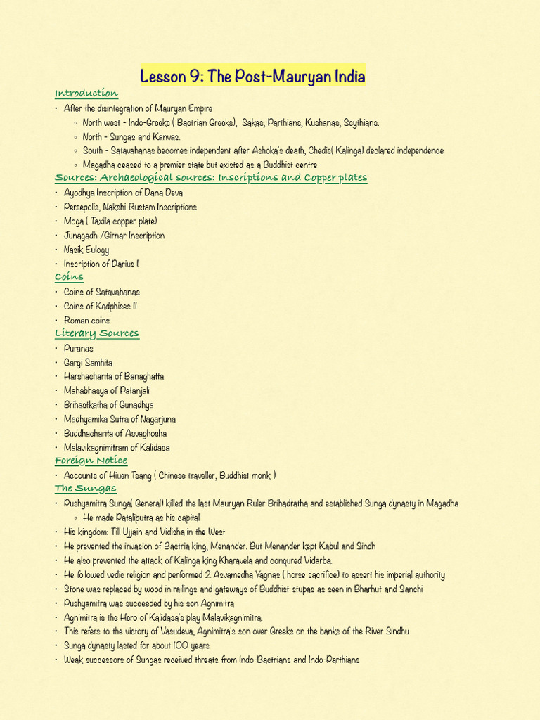 Lesson 9 - The Post - Mauryan India | PDF