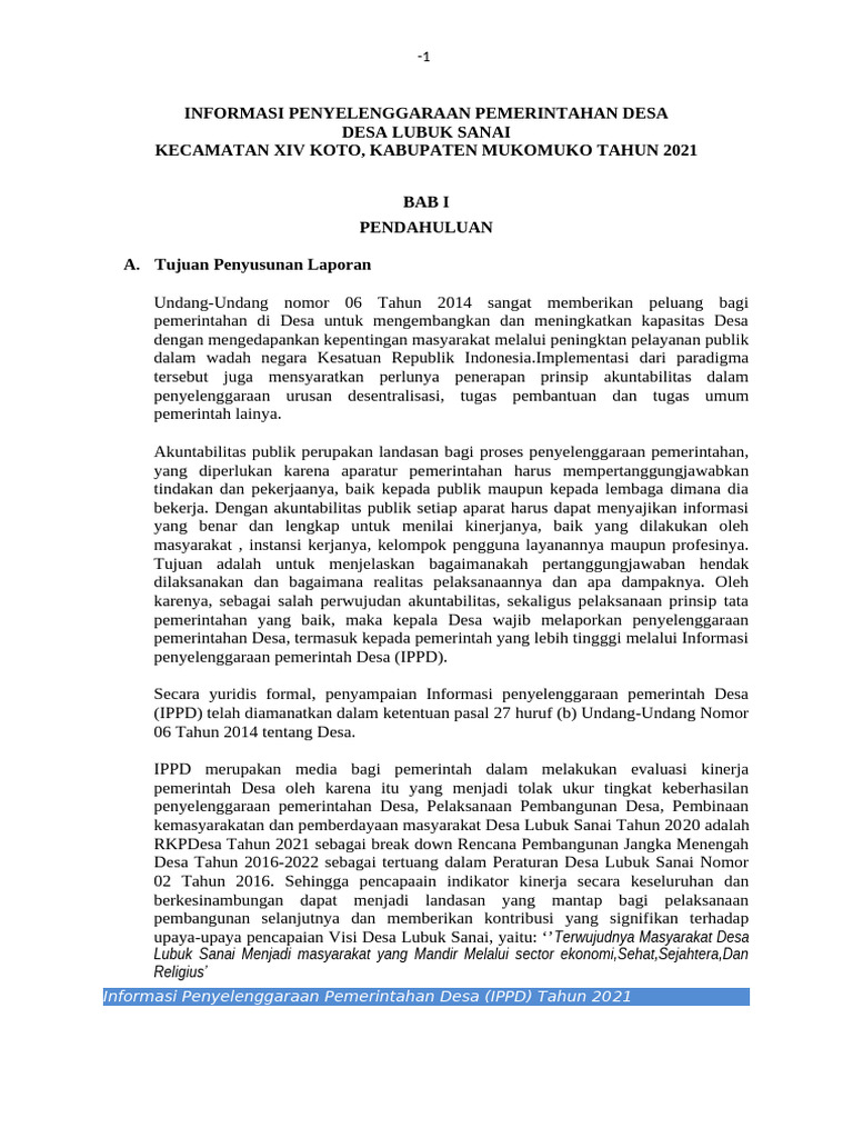 Informasi Penyelenggaraan Pemerintahan Desa 2016 | PDF